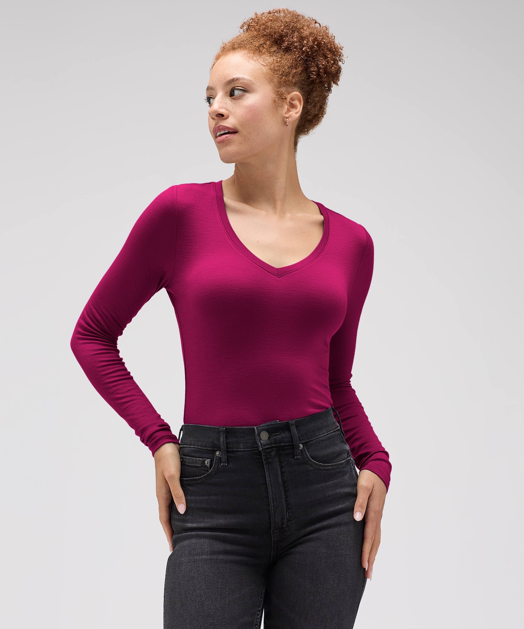 Women's Slim Merino Long Sleeve V-Neck | Unbound Merino